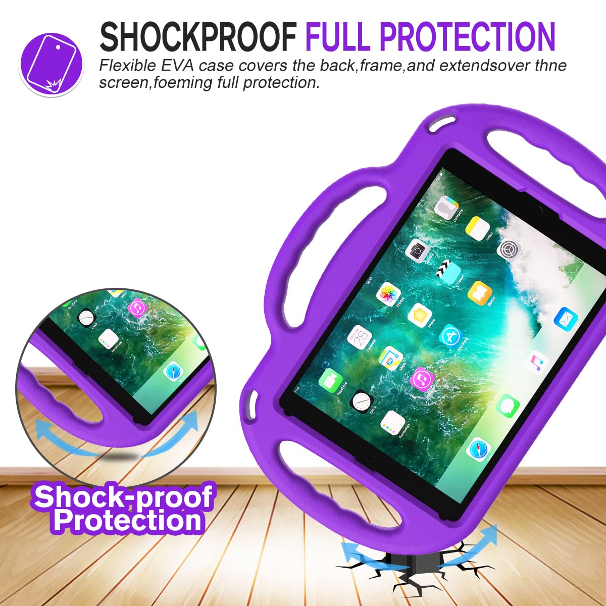 SUPNICE iPad 6th/5th Generation Case, iPad 9.7 Case, iPad Air 2/1/Pro Case, [Shoulder Strap][Light Weight Handle] Shockproof Stand Kids Case for iPad 9.7 inch 2018(6th Gen) / 2017(5th Gen) - Rose