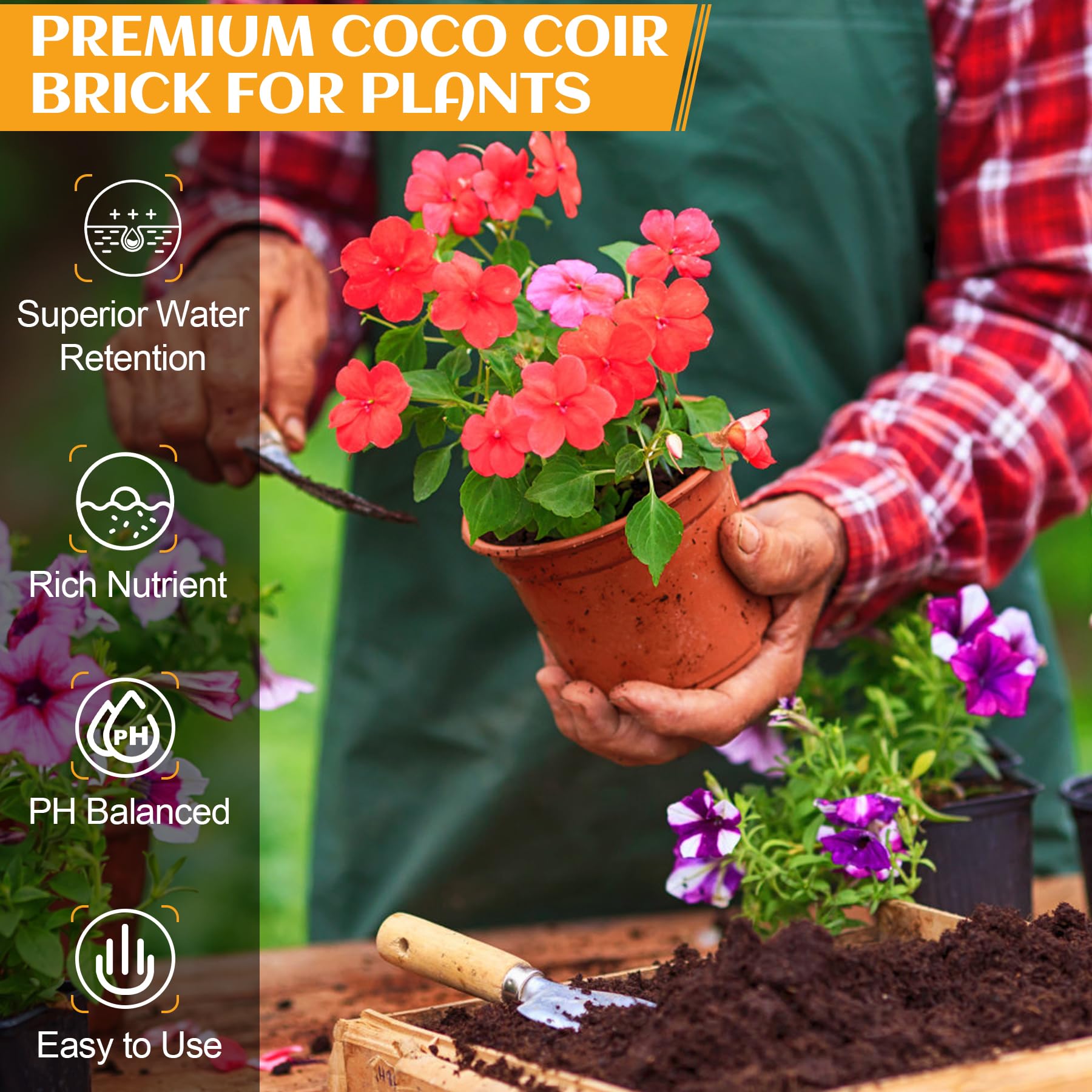 Organic Coco Coir 1 Pcs Compressed Coconut Coir Brick Coconut Fiber Husk Substrate Mulch Coconut Bark Core Growing Medium Peat Moss Soil High Nutrition for Plants Gardening Seed Starting Soil Mix