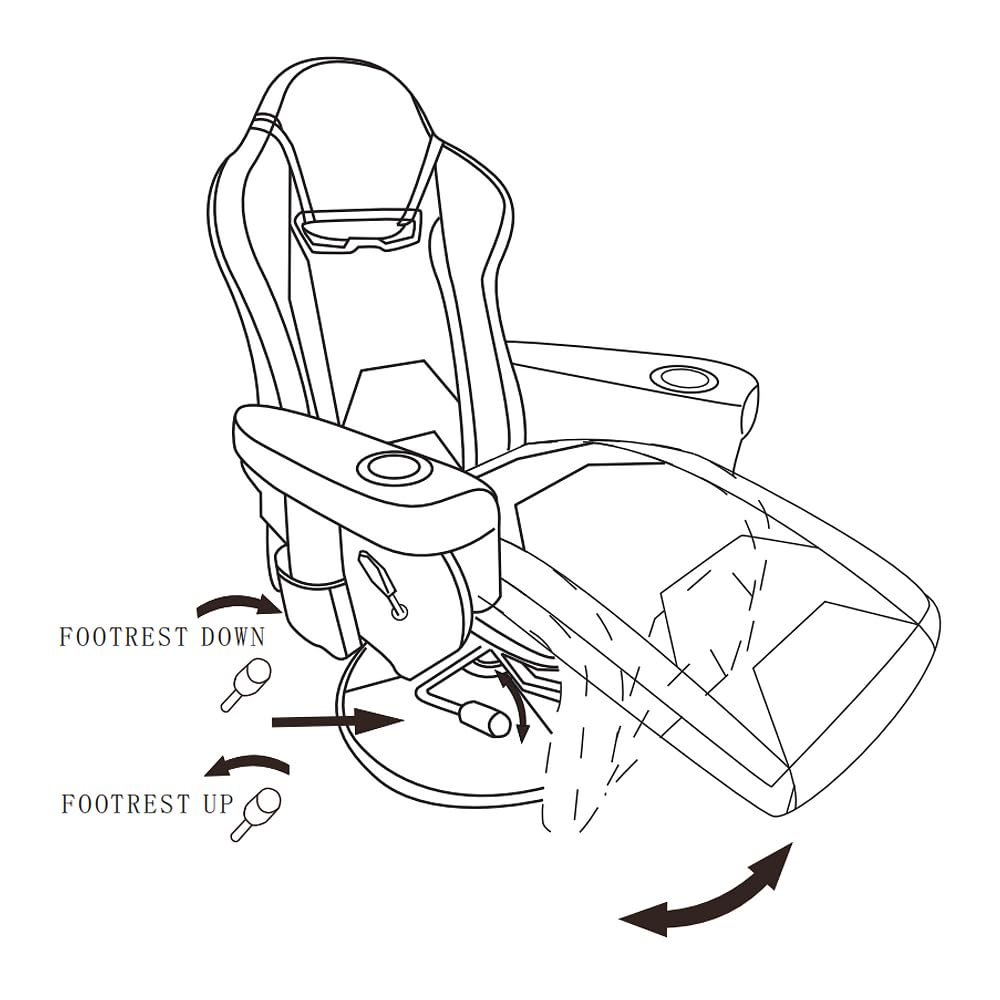 Massage Video Gaming Recliner Chair Ergonomic High Back Swivel Reclining Chair with Speakers, Cupholder, Headrest, Lumbar Support, Adjustable Backrest and Footrest, Black White