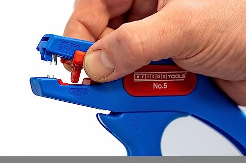WEICON Wire Stripper No. 5 /Wire Stripper Adjustable 24-10 AWG (0.2-6.0 mm²) /Wire Stripping Pliers with Side Cutter up to 2.0 mm/for Round Cables