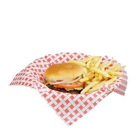 Regency Wraps Bakset Buddies Greaseproof Liners For Bread Baskets and Wrapping Sandwiches, Red/White, 12"x12" (pack of 24)