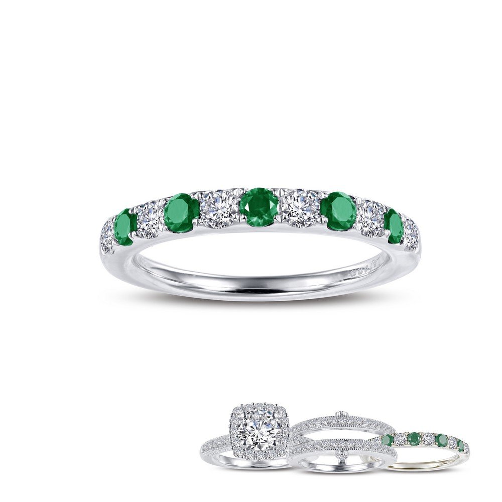 Lafonn Birthstone Sterling Silver Platinum Plated May Ring (0.51cts CTTW)