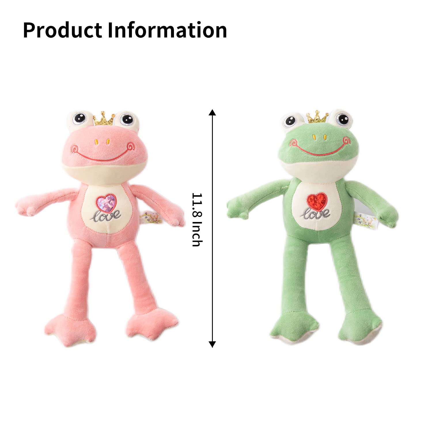 TOLTRGT Frog Stuffed Animal Plush, 2 PCS 13.8 Inch Adorable Soft Smiling Face Frog Plush Toy
