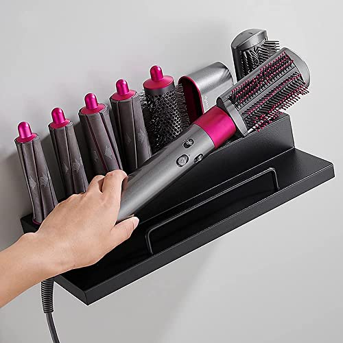 Storage Holder for Dyson Airwrap Curling Iron Accessories Wall Mounted Rack Bracket Stand with Adhesive for Curling Iron Wand Barrels Brushes Diffuser Nozzles for Home Bedroom Bathroom Hair Salon