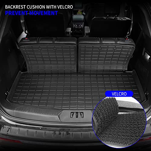 Rongtaod Cargo Mat Compatible with 2020-2024 Ford Explorer 6&7 Passenger Cargo Liner Trunk Mat Back Seat Cover Protector 2023 Explorer Accessories (Trunk Mat with Backrest Mat)