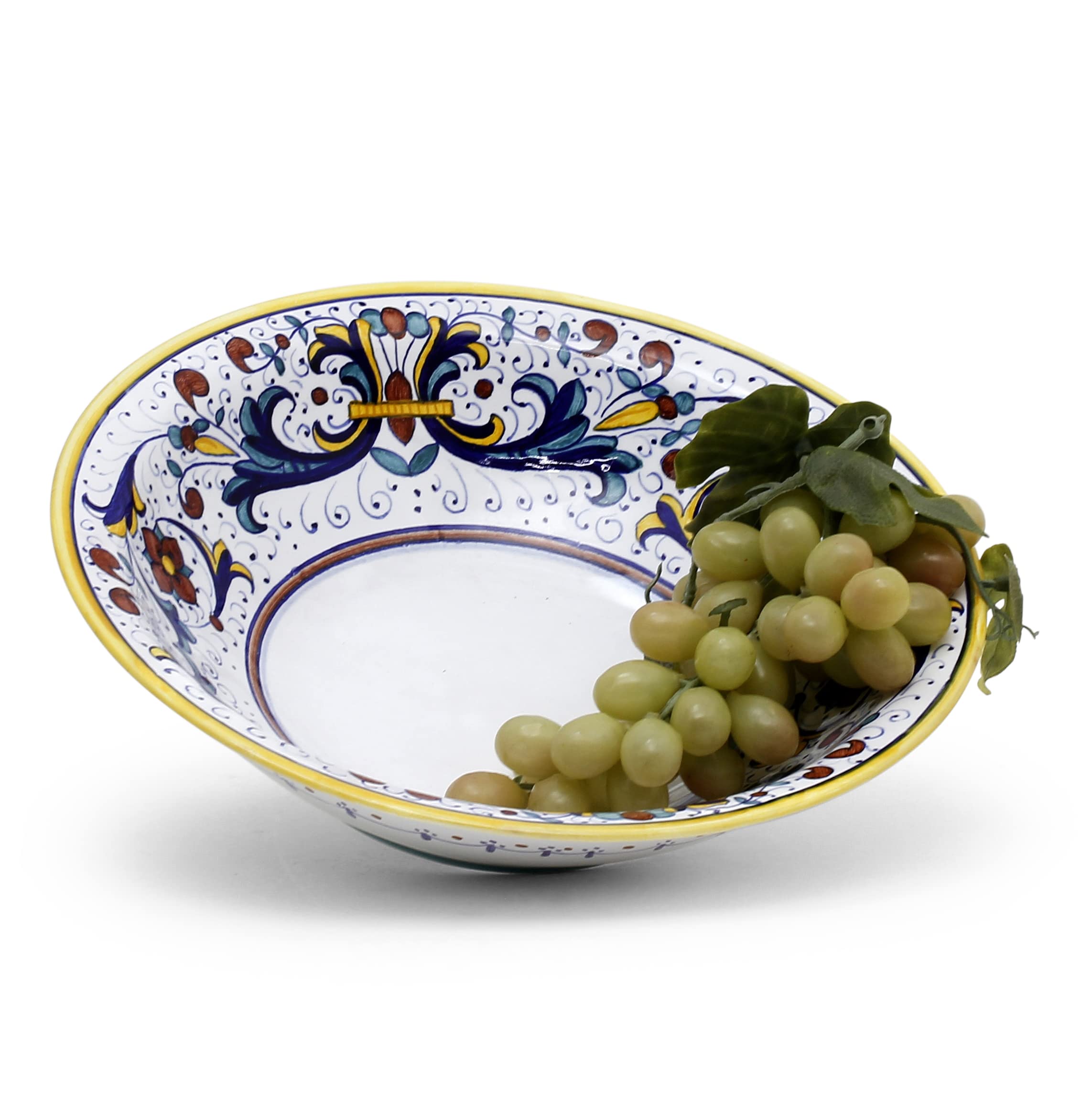 RICCO DERUTA CLASSICO: Large Serving Salad Pasta Bowl [0007-RIC] - Authentic hand painted in Deruta, Italy. Original design. Shipped from the USA with Certificate of Authenticity.