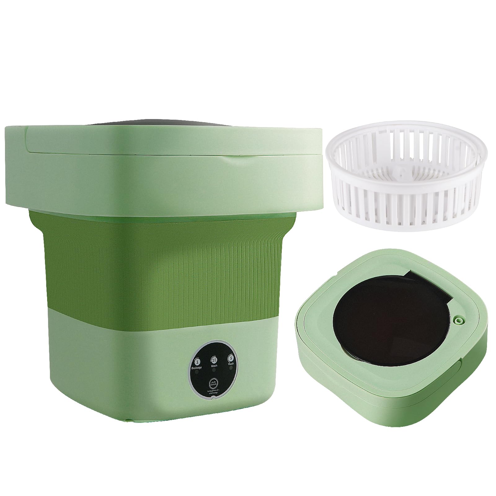 MTTL Portable Washing Machine,Foldable Mini Washer Machine, Small Laundry Machine and Drye for Underwear,Baby Clothes or Small Items,Suitable for Apartment, Dorm,Camping,RV Travel,Green