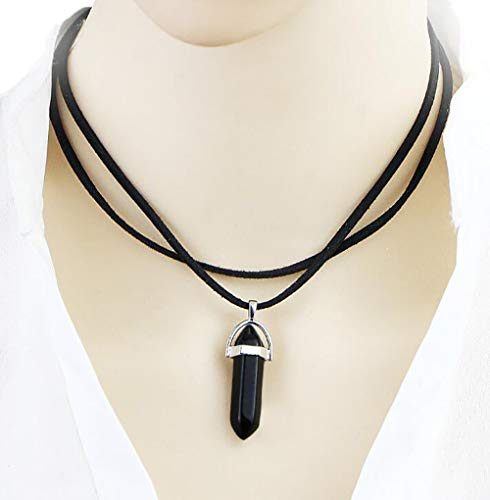 Kercisbeauty Black Wrap Velvet Choker with Black Gemstones Healing Stones Women Everyday Boho Necklace Gift Her Jewelry Hippie Crystal