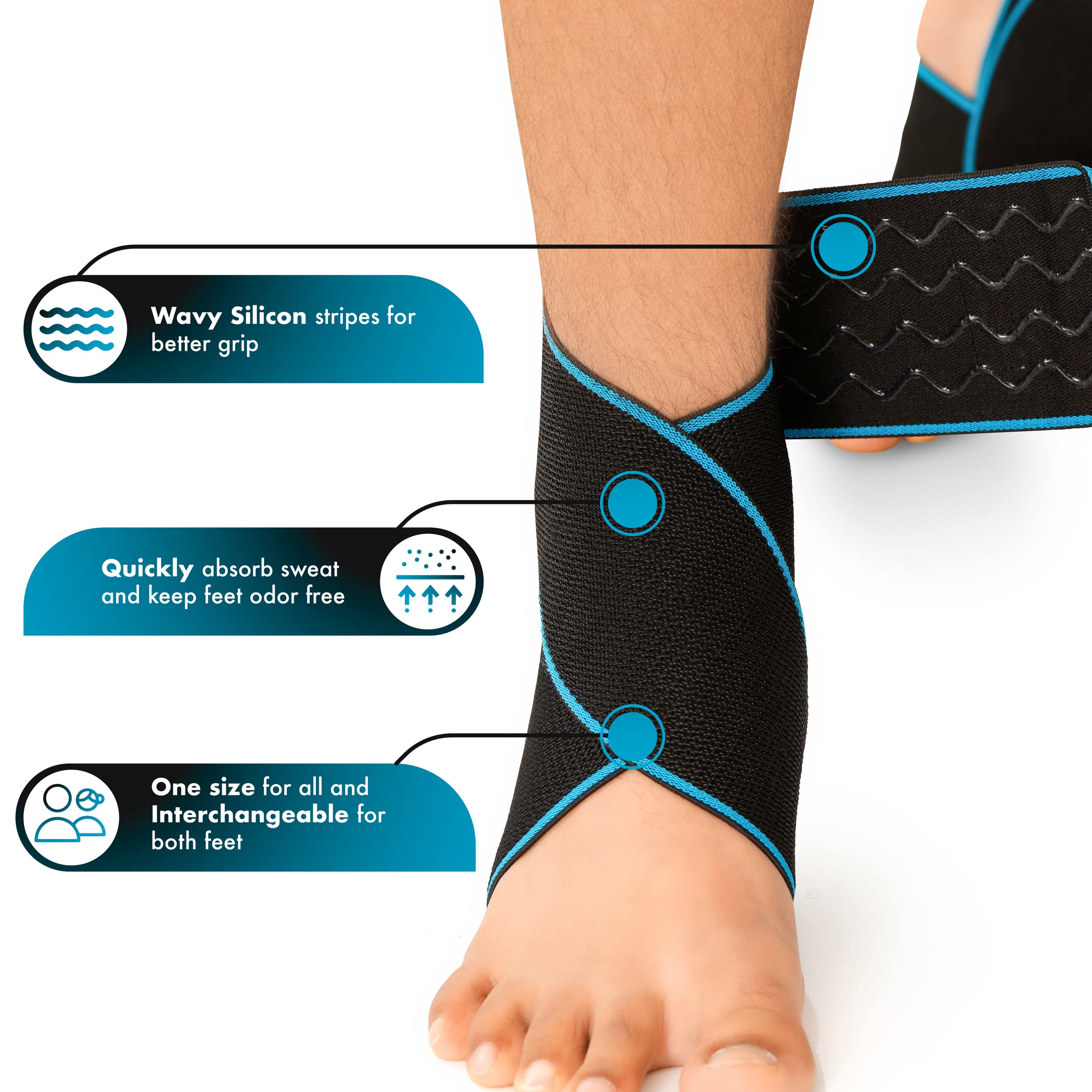 Rayyan Adjustable Ankle Strap Ankle Wrap Brace Compression for Sports Healing Sprained Ankle, Tendon, Achilles Men & Women (1, Sea blue)
