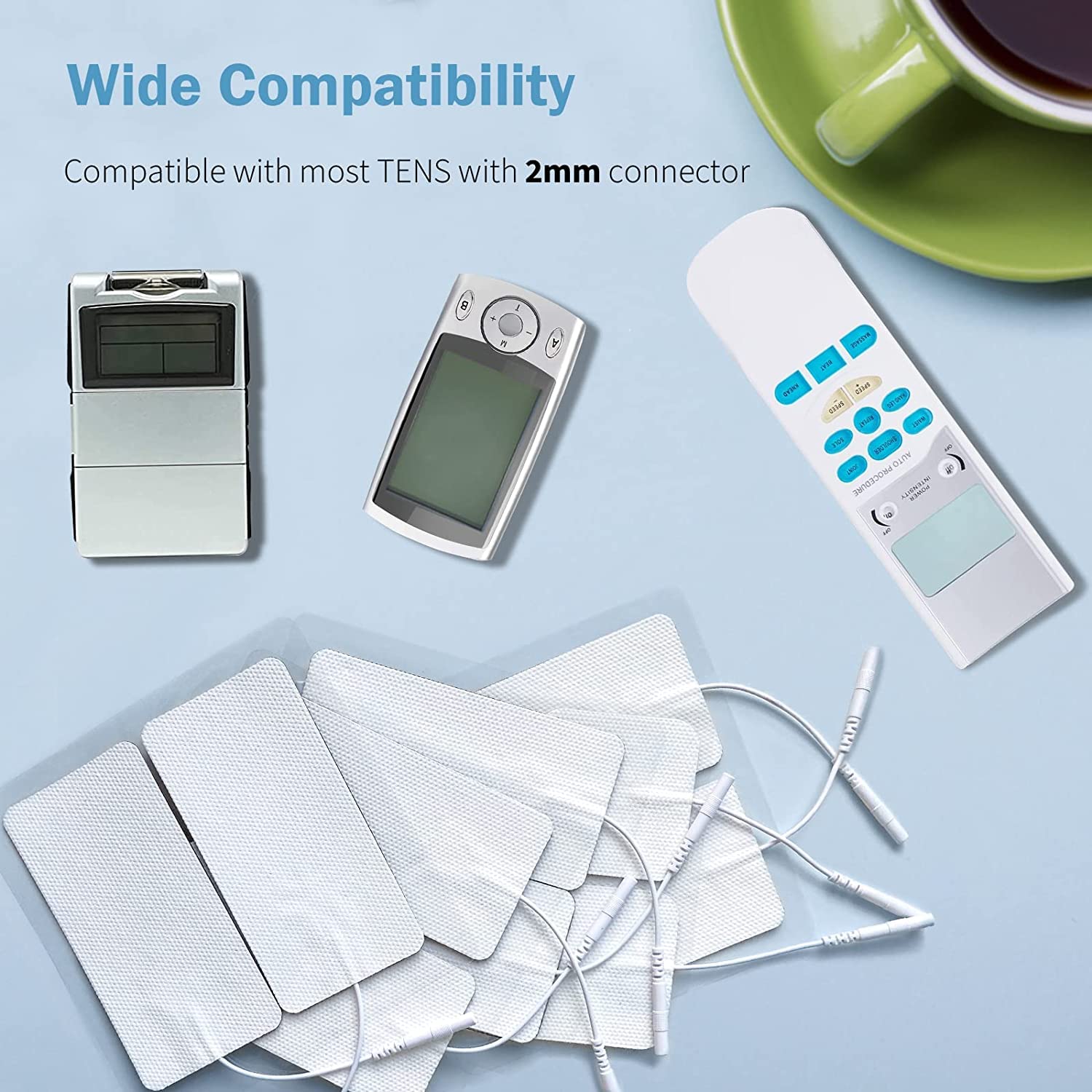 TENS Unit Replacement Pads 10 Pcs 2''x4'' Large Electrode Patches with Upgraded Self-Adhesive and Non-Irritating Design, Reusable 35 Times for Electrotherapy, Compatible with AUVON TENS, TENS 7000