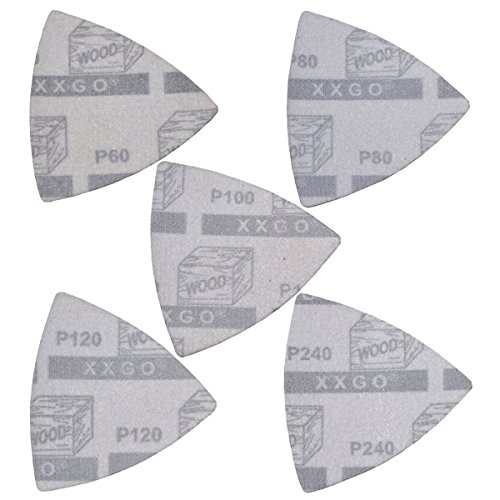 XXGO 102 Pcs Oscillating Sanding Pads Finger Triangle Sandpaper for Multi Tool Compatible with Bosch Dremel Rigid Milwaukee Makita Multitool Sanding Attachments XG3102