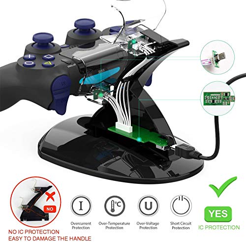 KONKY Controller Charger Dock Station Controller Charging Dock Stand Suit for PS4, USB Dual Charger Station Accessory with LED Indicator for Playstation 4 / PS4 Slim Pro and PSVR Controller, Black