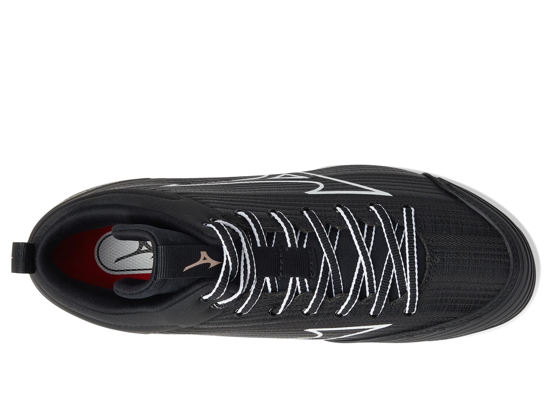 Mizuno Women's Sweep 6 Mid Softball Shoe, Black-White, 7