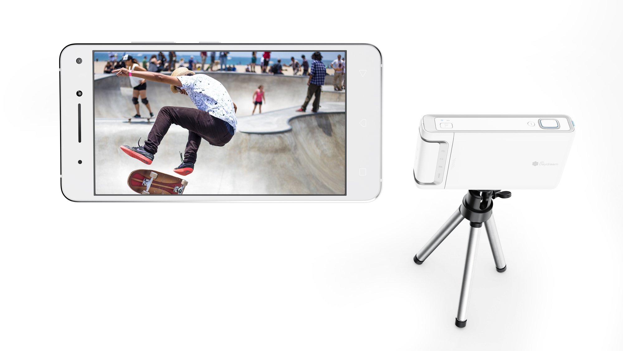 Lenovo Mirage Camera with Daydream, VR-Ready Photo and Video Camera, Integration with YouTube and Google Photos, Smartphone Compatibility, Moonlight White