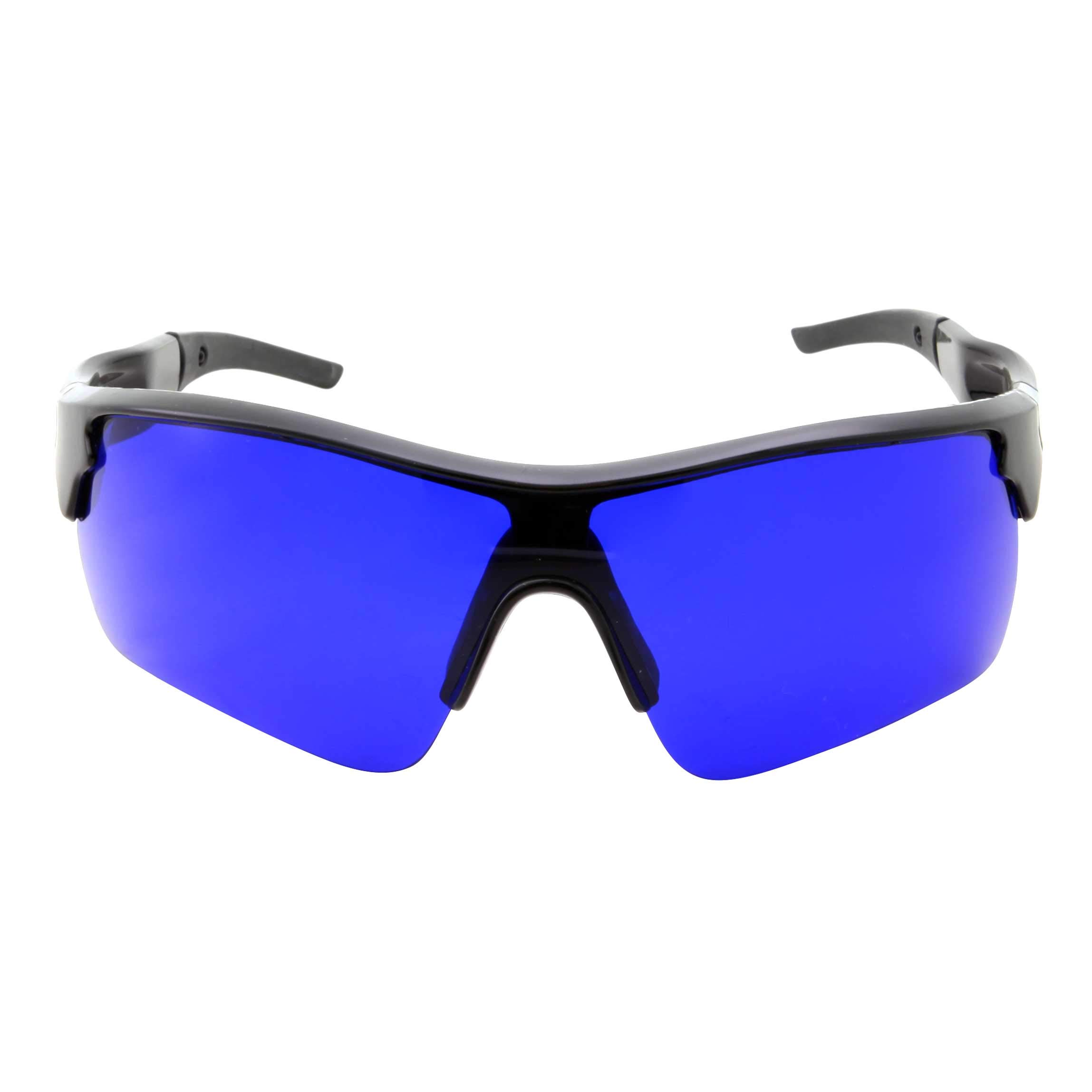 Men's Golf Ball Finder Glasses - True Blue Lens - Sports Style Frame - Wrap Around Sunglasses (Rectangle Sport Black)