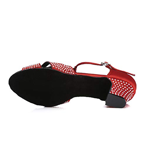 Pierides Women's Rhinestone Ballroom Dance Shoes Latin Salsa Performance Wedding Dance Shoes,2" Heel,6.5 US