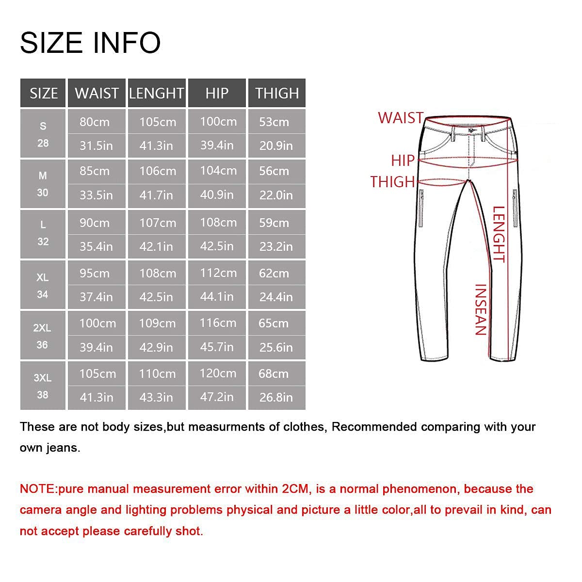 Men's Motorcycle Riding Pants Denim Jeans Protect Pads Equipment with Knee and Hip Armor Pads VES6 (Black, XL=34)