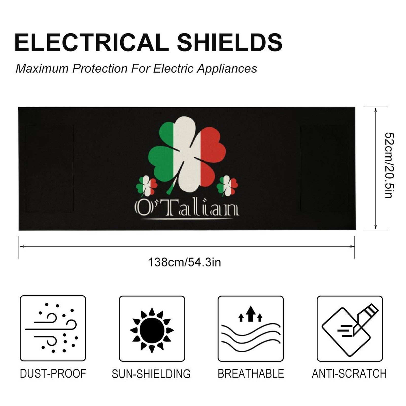 O'Talian Irish 4 Leaf Clover Italian Flag Washer and Dryer Covers Machine Top Cover Fridge Dust Cover for Home Kitchen