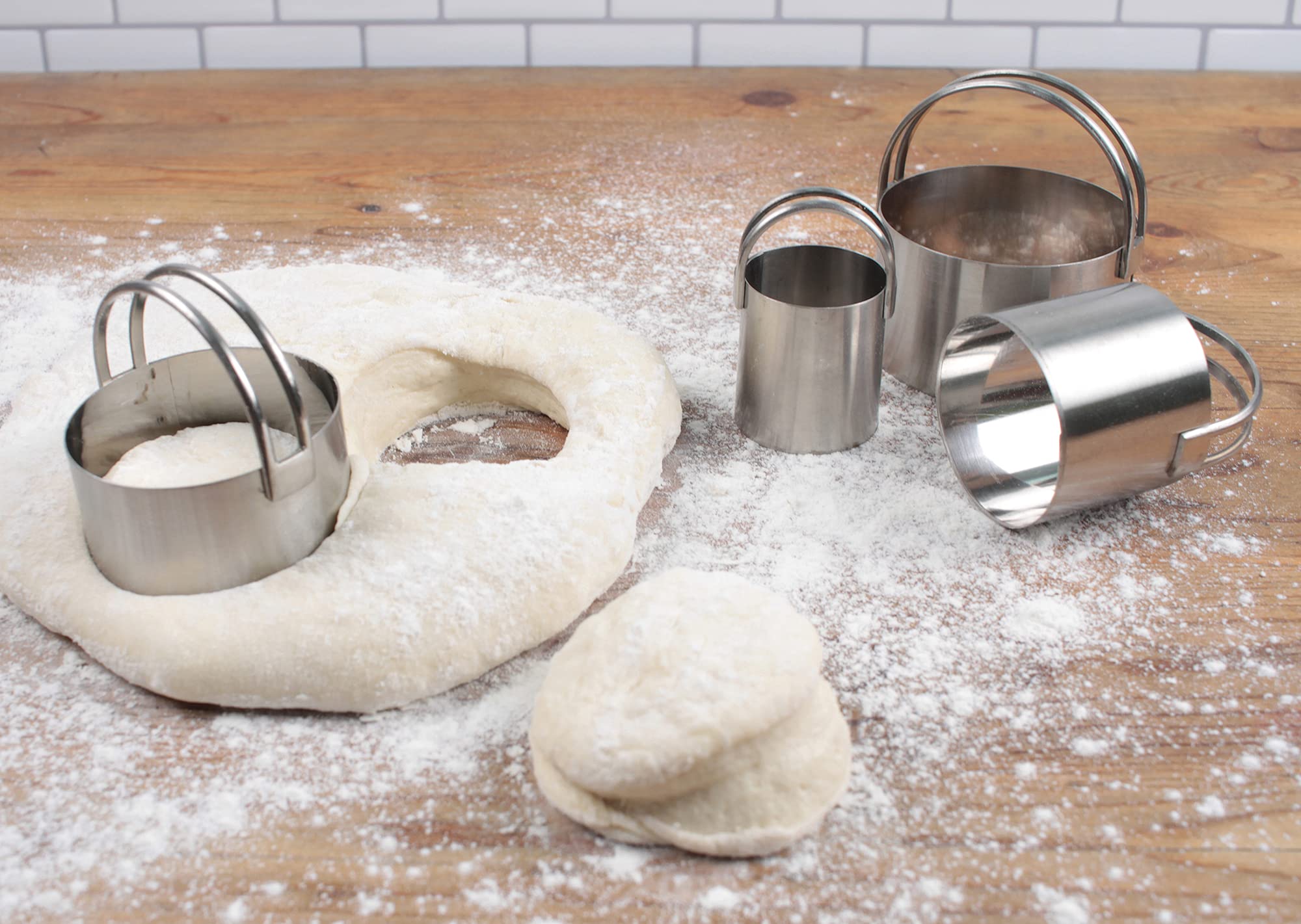 RSVP International Endurance Round Biscuit Cutters - Stainless Steel, Set of 4 | Nest for Easy Storage | For Cutting Thick or Thin Dough | Professional | High Handle Arch