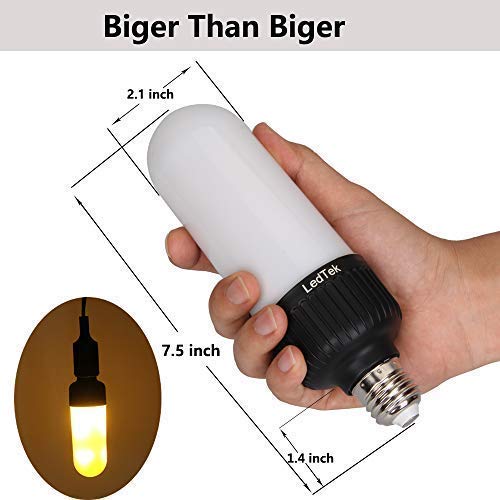 LedTek LED Flame Light Bulb Upward Downward Simulation Fire Flicker Effect Bulb E26 Flame Effect Light Bulb LED Torch Lamp Warm Atmosphere Lamp 90-240V 1800K Color Temperature
