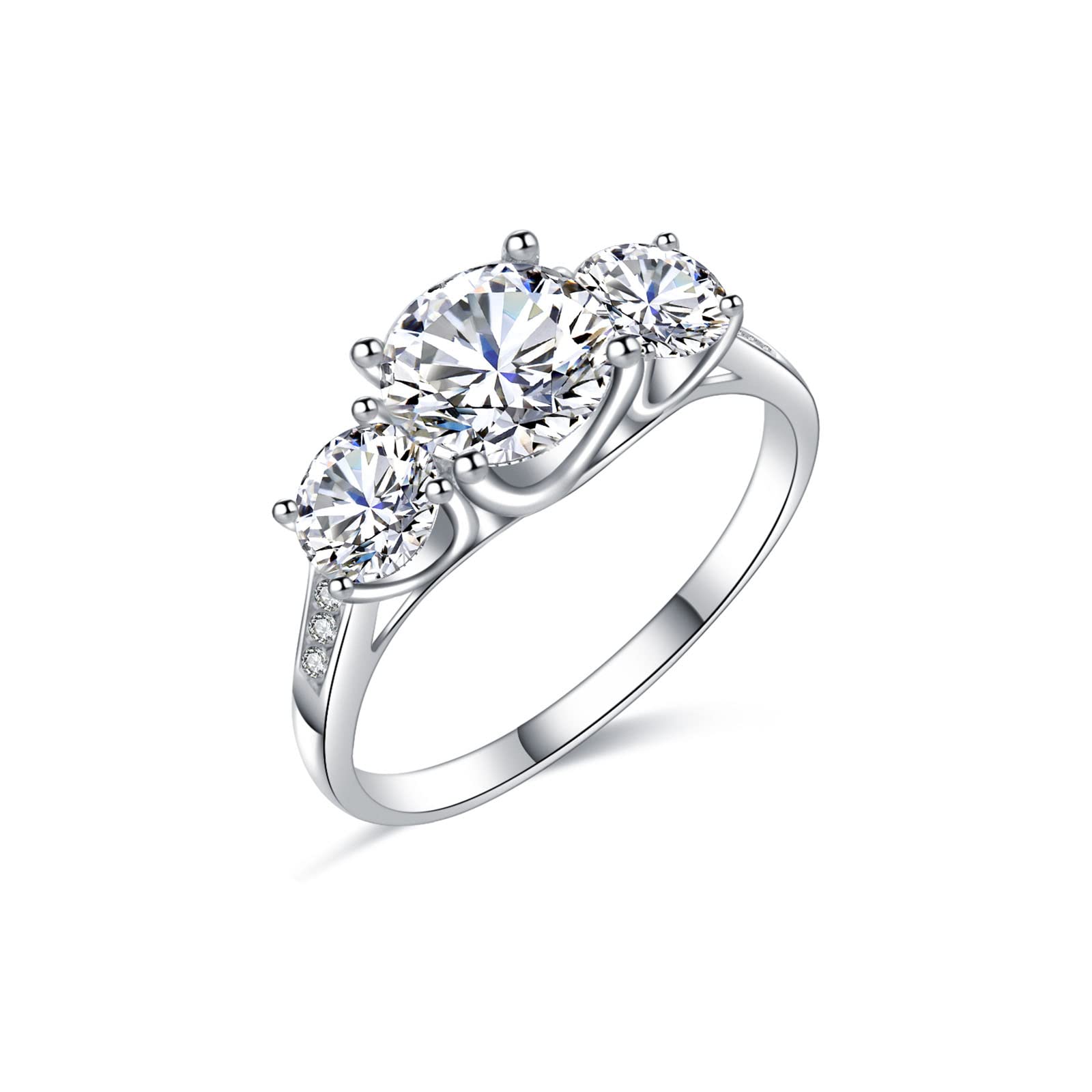 SEIARA Women's Zirconia Engagement Ring Promise Ring, Classic Comfort, Handmade Design Diamond Engagement Ring Ring 925 Sterling Silver(AJ004-8)