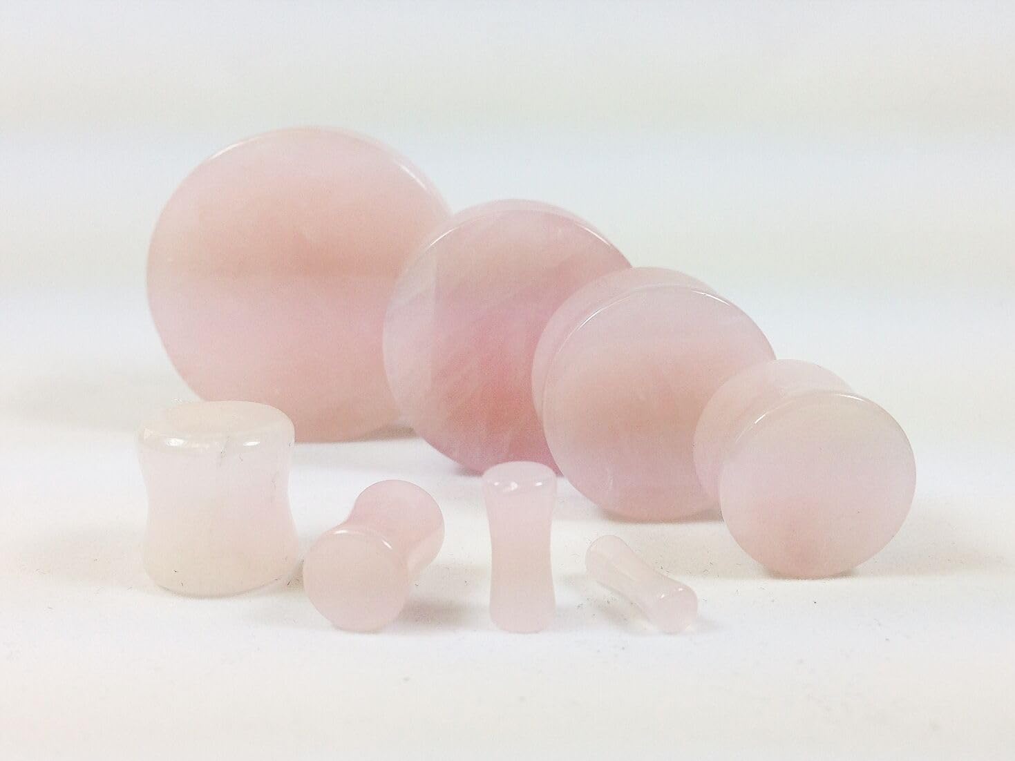 Lobal Domination PAIR of Rose Quartz Organic Stone Plugs Gauges - up to 38mm available! (1&3/8" (35mm))