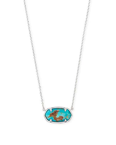 Kendra Scott Elisa Pendant Necklace in Sterling Silver, Genuine Turquoise Gem, Fine Jewelry for Women