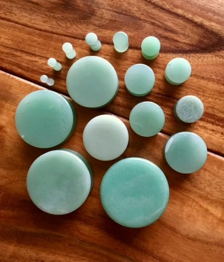 Lobal Domination PAIR of Jade Green Adventurine Organic Stone Plugs Gauges - up to 38mm available! (1&1/2" (38mm))