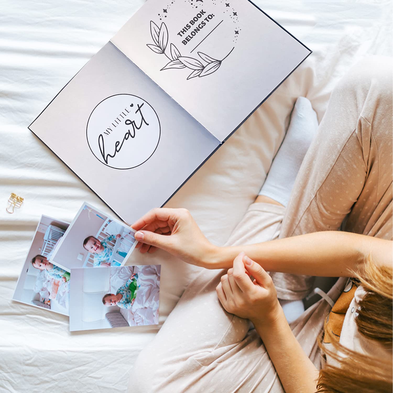 My Little Heart Baby Memory Book, Modern Baby Book, Gender Neutral, 35 Detailed Pages, Keepsake