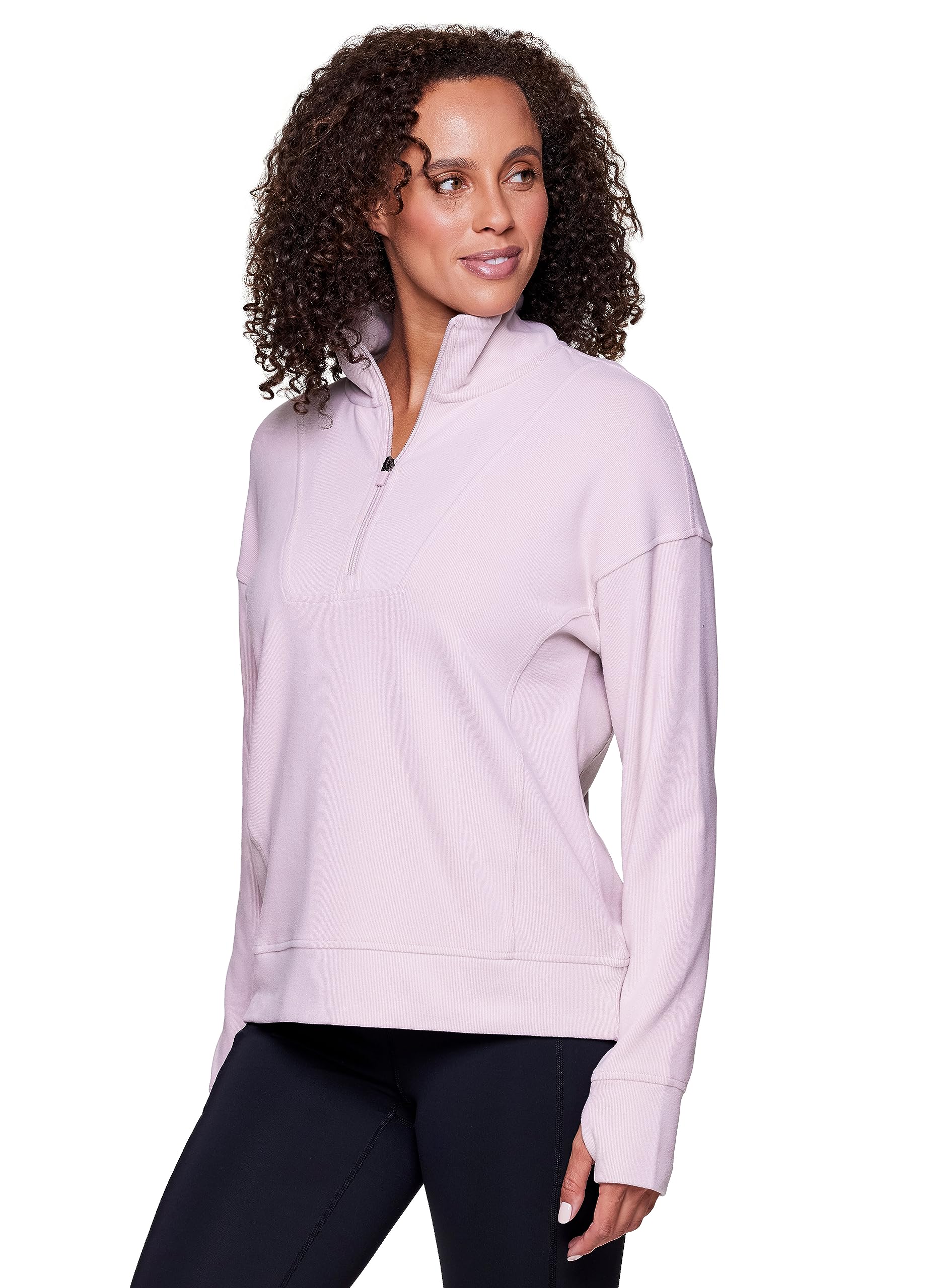 RBX Women's 1/2 Zip Pullover Soft Lightweight Zip Mock Neck Running Top Plush Taupe XL