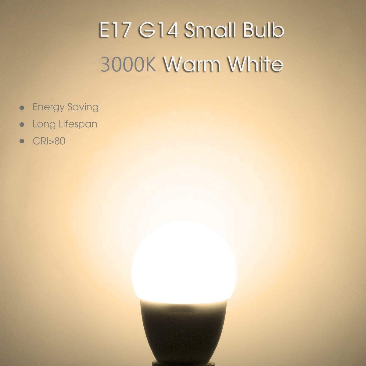 Lxcom Lighting E17 LED Bulb 6W Globe Light Bulbs E17 Intermediate Base 50W Incandescent Bulb Equivalent G14 LED Bulbs Warm White 3000K 600LM for Home Office Restaurant, 4 Pack
