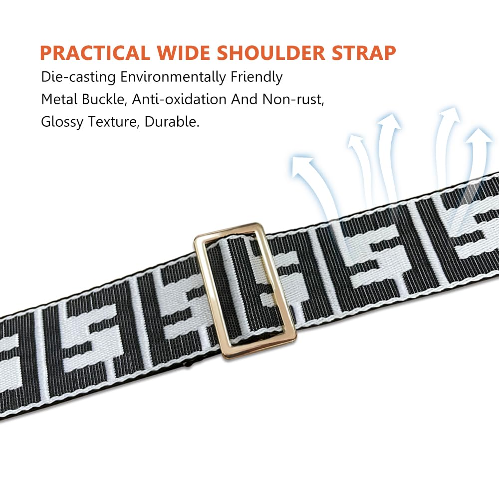 Lifenanny Purse Strap Wide Shoulder Adjustable Replacement Belt Crossbody Guitar Straps Vintage Pattern for Handbag, Bags, Bags (Black & White F)