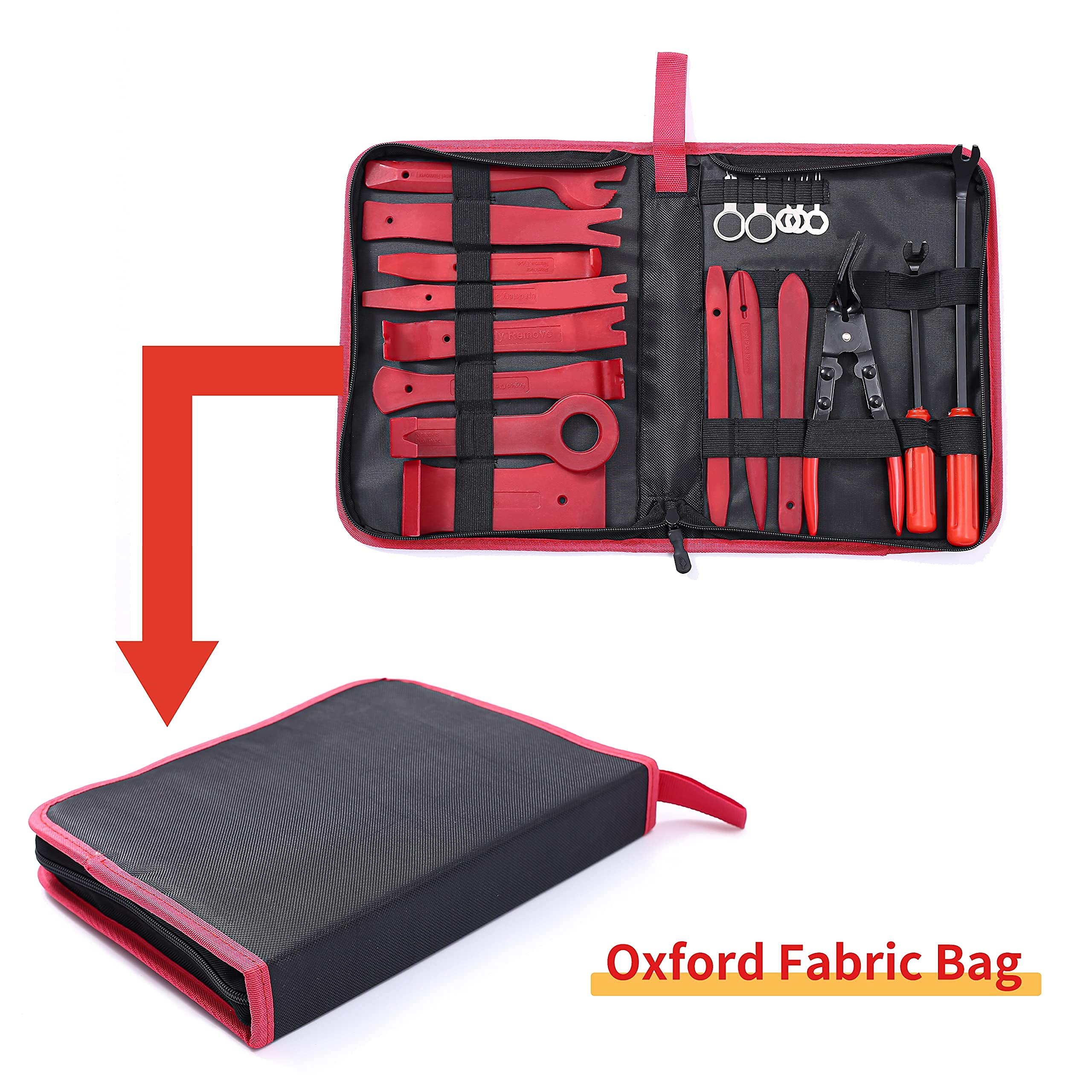 Kurala Auto Trim Tools 19 PCS Auto Trim Removal Tool Kit for Car Interior Panel Dash Audio Radio Removal Installer and Repair Car Pry Tool Kits with Storage Bag