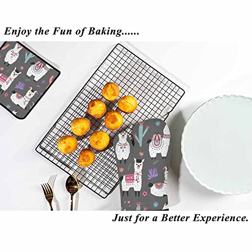 Samgula Green Teal Turtle Oven Mitts and Pot Holders Sets Sea Animal Swim Freely Heat Resistant 3pcs for Cooking Baking BBQ