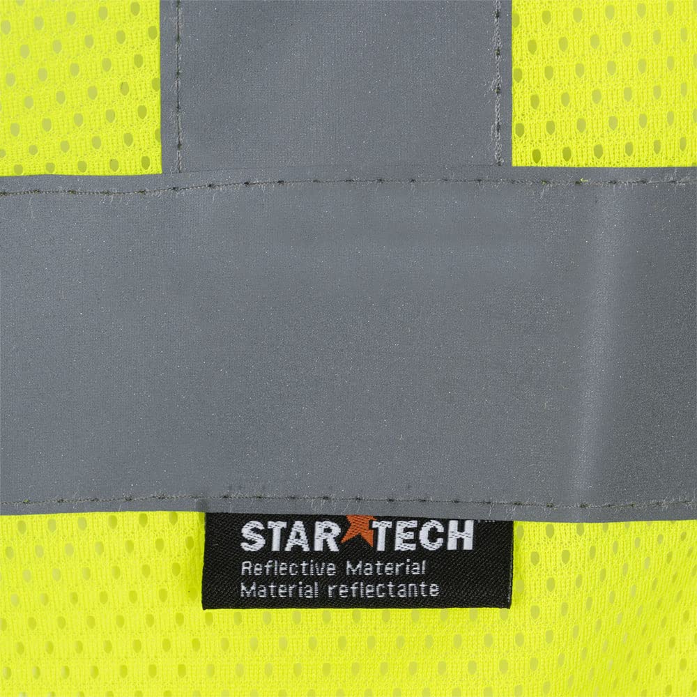 Pioneer High Visibility Safety Vest, Tricot Polyester Mesh, Zip-Up, Reflective Tape, Yellow/Green, Unisex, V1060360U-L, Large