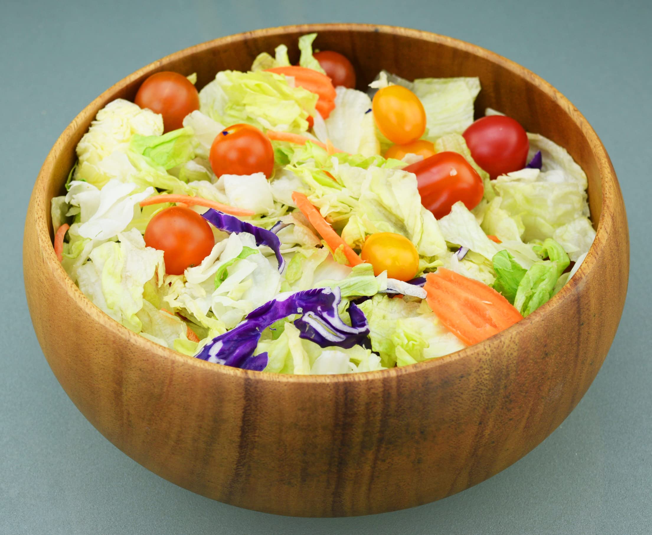 PACIFIC MERCHANTS Acaciaware Acacia Wood Round Calabash Salad Bowl, 10-Inch by 3-Inch, Hand Made From One Solid Piece Of Acacia Wood, Sustainable, Large Fruit Bowl, Popcorn, Pasta