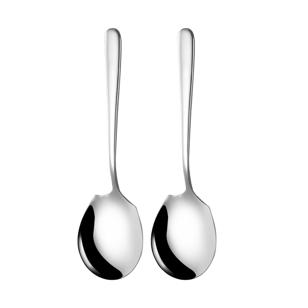 Txhlyx Serving Spoons,SUS 304 Stainless Steel Serving Spoons,Dishwasher Safe 8.5 x 2.5 inches (Set of 2)