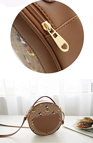 Srluckb round cartoon character purse/crossbody/adjustable strap (Dark brown)