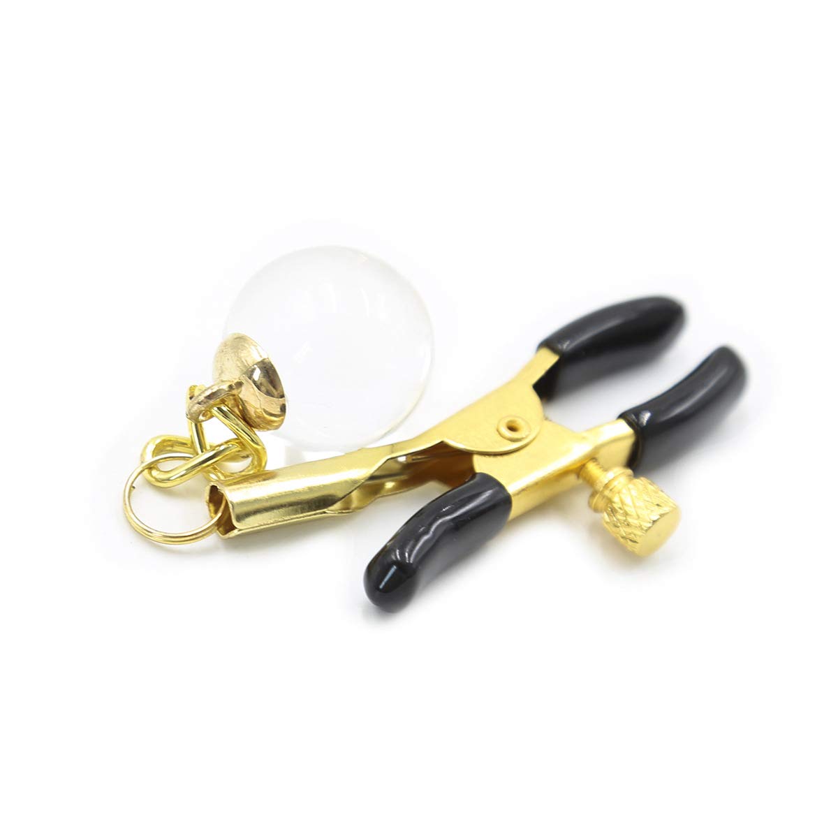 Sell Out!Non Piercing Nipple Clips with Soft Rubber Cap,Adjustable Golden Nipple Clamps,Nipple Clip Inlaid with Transparent Glass Beads