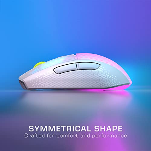 ROCCAT Burst Pro Air Lightweight Symmetrical Optical Wireless RGB Gaming Mouse with 19K DPI Optical Owl-Eye Sensor, Optical Switches, Titan Wheel, 81-Gram Weight β White