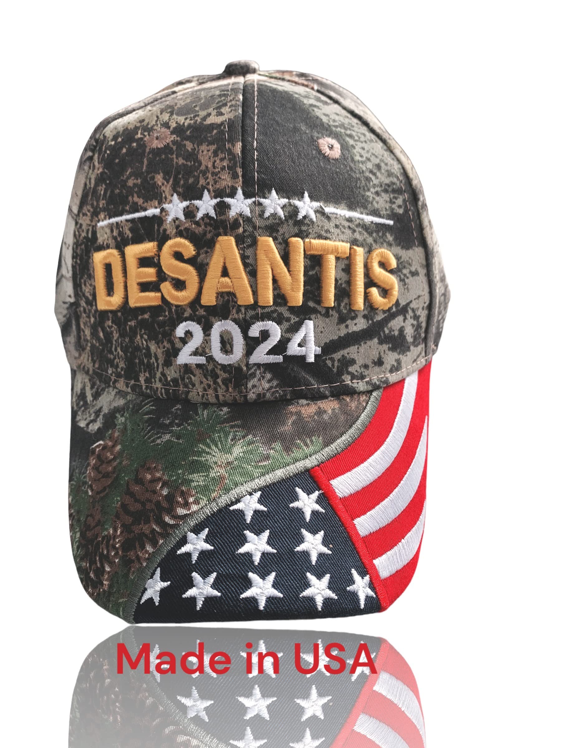 Ron Desantis 2024 Presidential Campaign Made in America Don't Fauci My Florida Mesh Back Trucker Hat Camo Embroidered Adjustable Baseball Caps