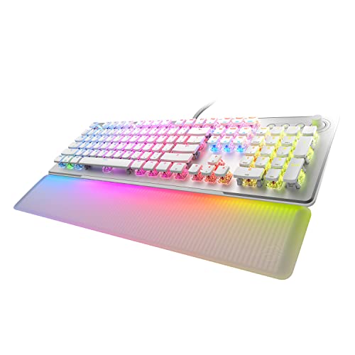 ROCCAT Vulcan II Max β Optical-Mechanical PC Gaming Keyboard with Customizable RGB Illuminated Keys and Palm Rest, Titan II Smooth Linear Switches, Aluminum Plate, 100M Keystroke Durability β White