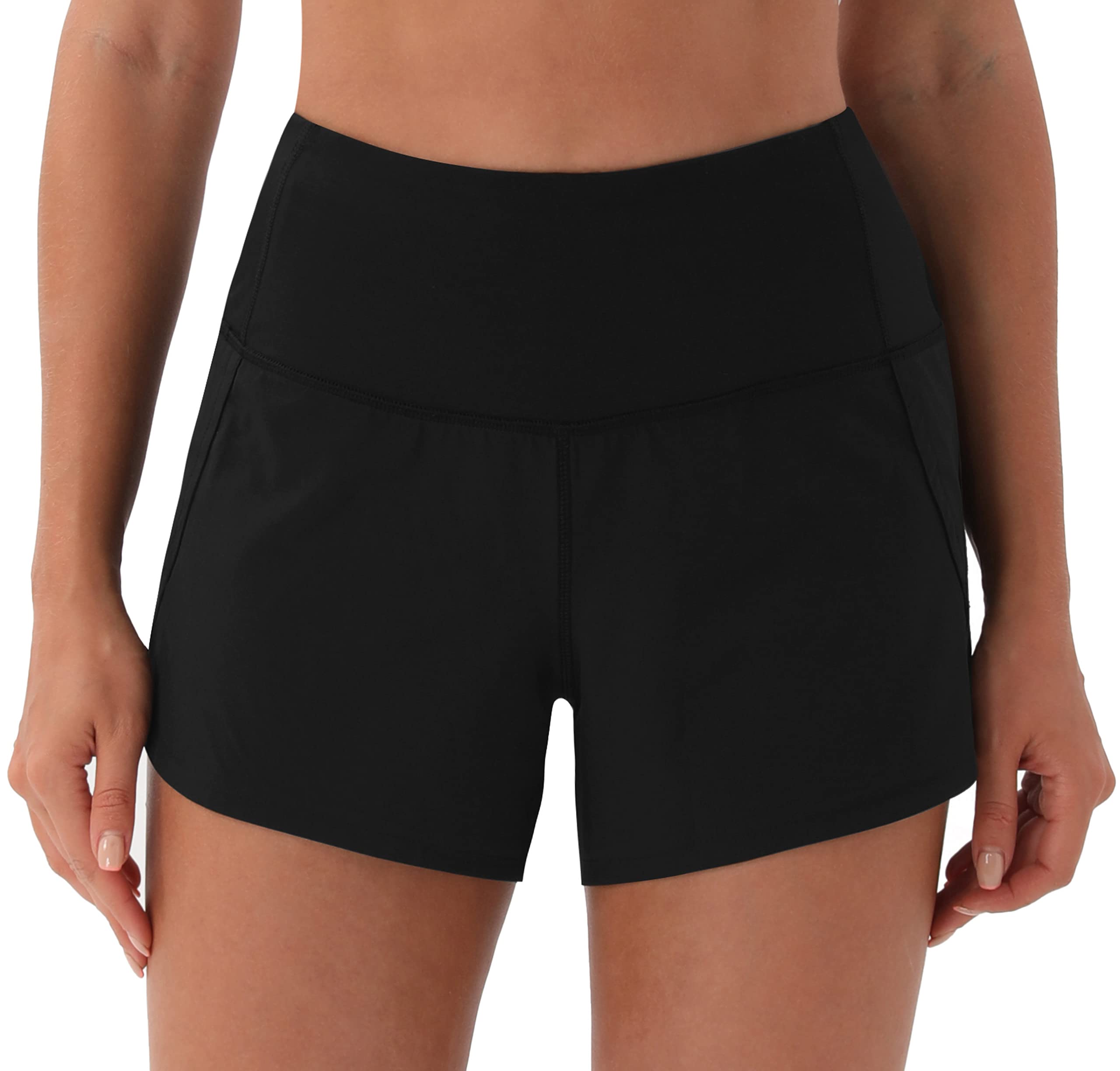 PERSIT Running Shorts for Women Athletic Shorts for Women High Waisted Quick Dry Workout Exercise with Pockets Black