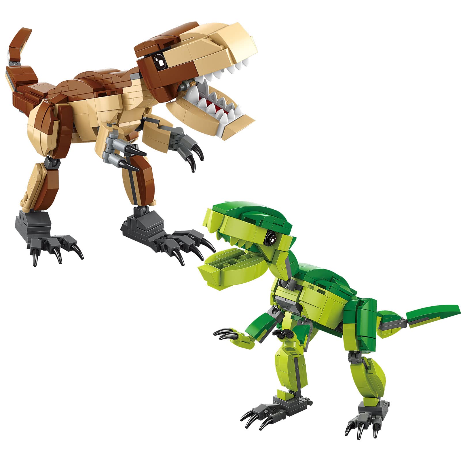 SEMKY Dinosaur Series Tyrannosaurus Rex,Velociraptor 2 in 1 Model Set, 6 Transformed Forms (592Pieces) -Building Blocks Toys Gifts for Kid