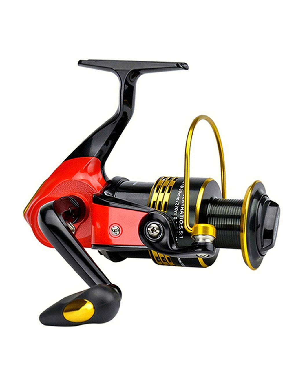 LLJPYX7L Fishing Reel, 5.5:1 high Speed Gear Ratio, Suitable for Marine Lakes and Rivers, Solid Rust-Proof Material Black red (Color : 6000)