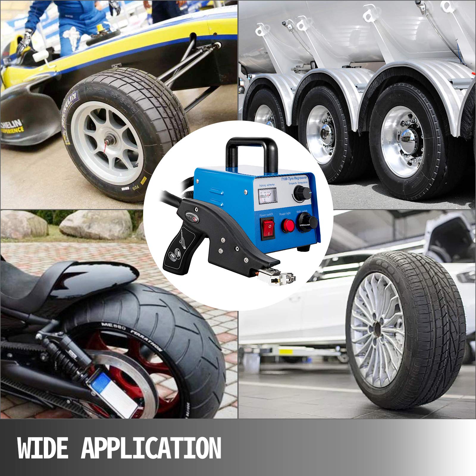 VEVOR Tire Grooving Tool, 110V 350W Iron Tire Groover Cutter with 20 Blades, HSD-T100 Tire Groover Heated Machine for Any Tires