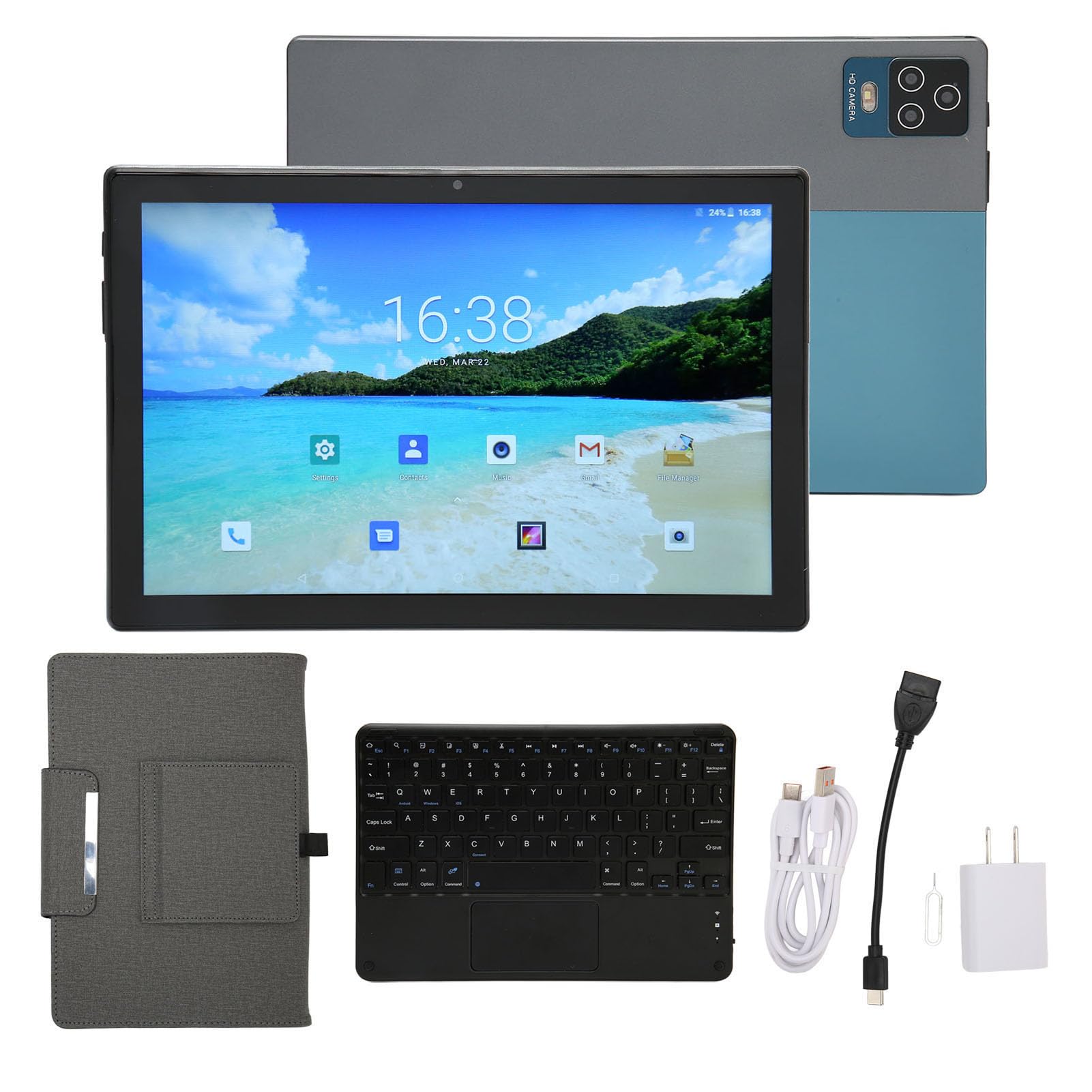 MAVIS LAVEN 10.1 Inch Tablet 2 in 1 Dual Camera Tablet 5G WiFi 8 Cores CPU 100-240V for Learning (US Plug)