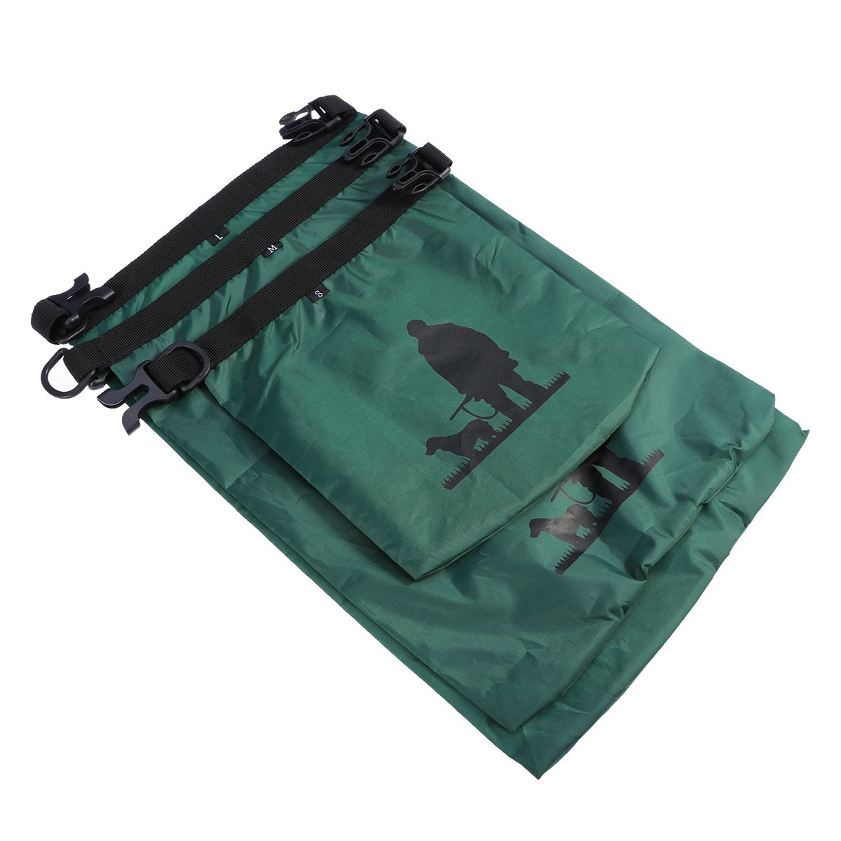 LEORX 1.5L+2.5L+3.5L Waterproof Dry Bag Storage Pouch Bag for Camping (Army Green)