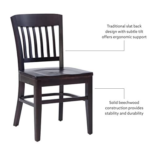 Linon Dark Brown Audrey Slatted Back Fully Assembled Set of 2 Side Chair, Dining Height