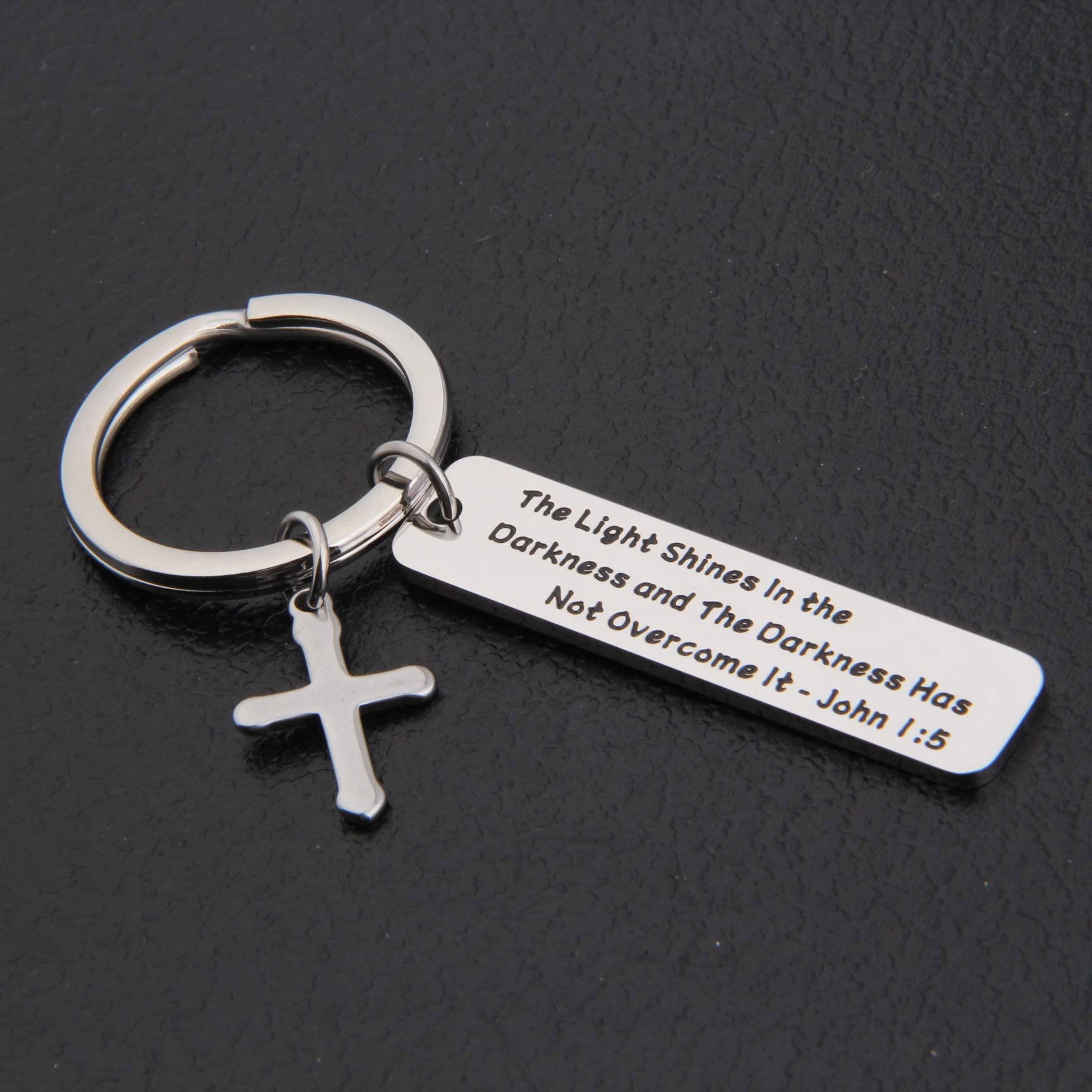 Lywjyb Birdgot Religious Keychain The Light Shines In The Darkness Jewelry Gifts (Light in Darkness)